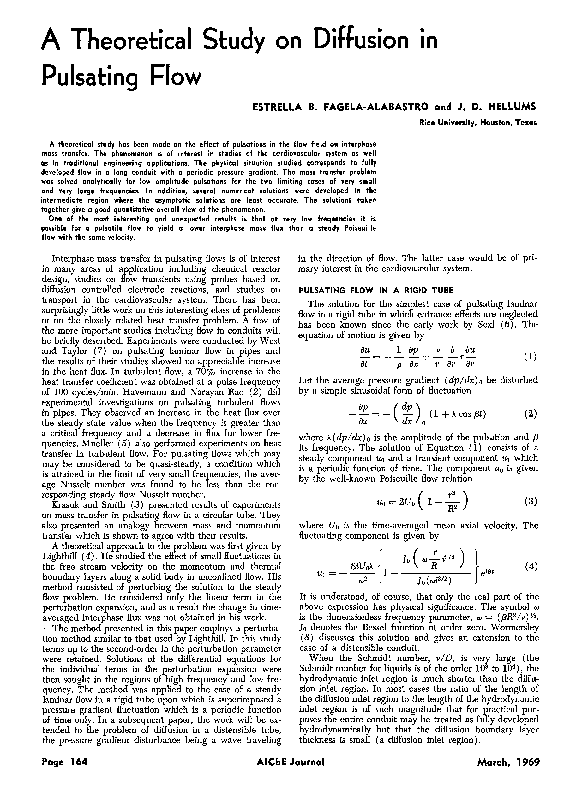 (PDF) A theoretical study on diffusion in pulsating flow
