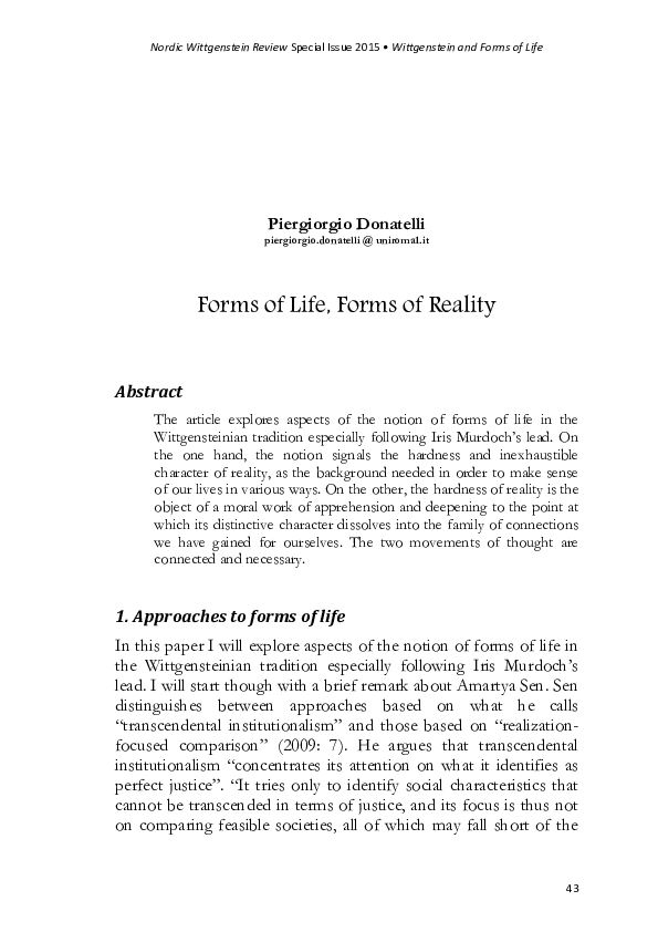 (PDF) Forms of Life Forms of Reality