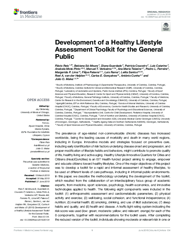 (PDF) Development of a Healthy Lifestyle Assessment Toolkit for the ...
