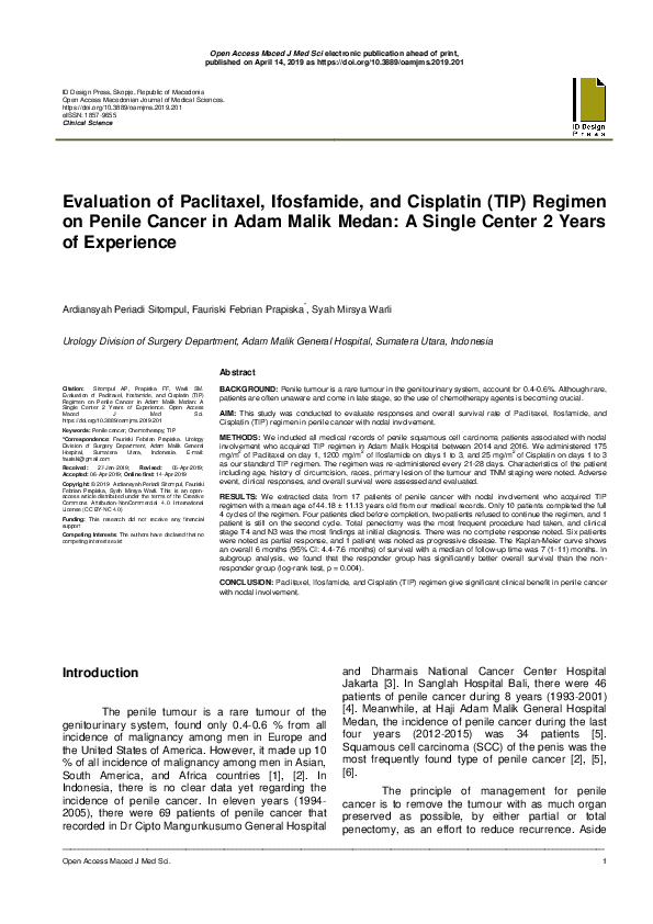 (PDF) Evaluation of Paclitaxel, Ifosfamide, and Cisplatin (TIP) Regimen ...