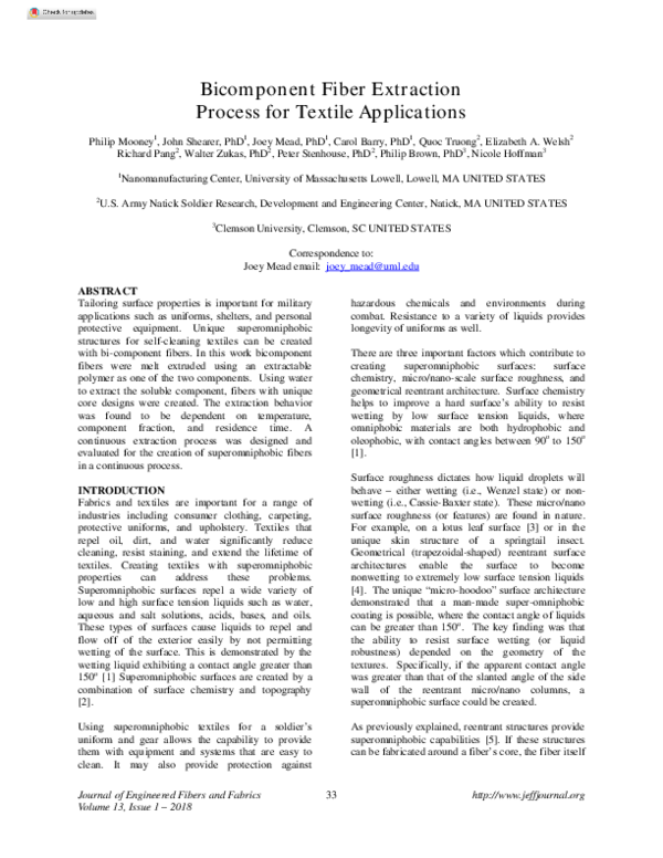 (PDF) Bicomponent Fiber Extraction Process for Textile Applications