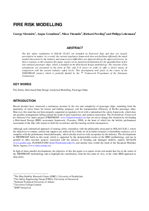 (PDF) Fire Risk Modelling