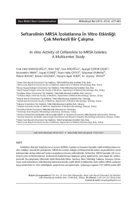 (PDF) [In vitro activity of ceftaroline to MRSA isolates: a multicenter ...