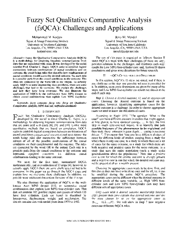 Pdf Fuzzy Set Qualitative Comparative Analysis Fsqca Challenges And Applications