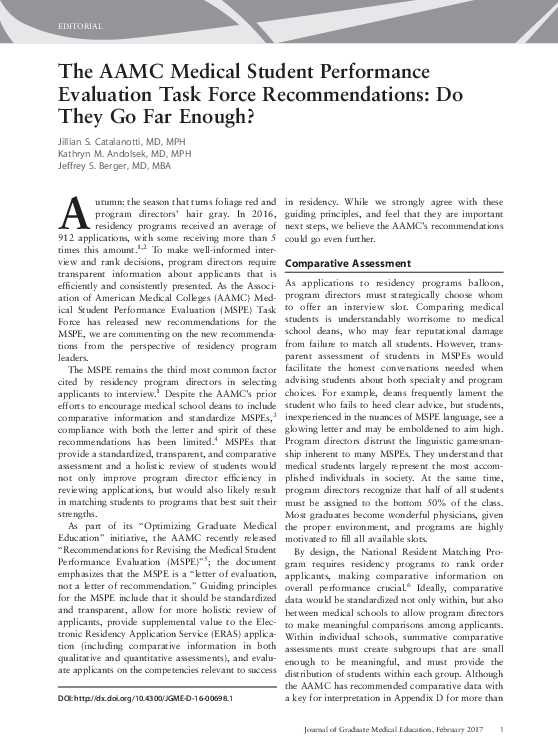 (PDF) The AAMC Medical Student Performance Evaluation Task Force ...