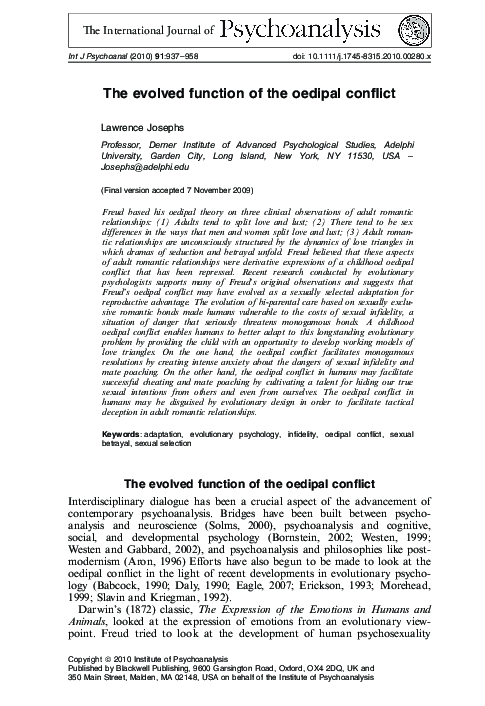 (PDF) The evolved function of the oedipal conflict