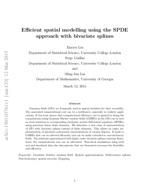 (PDF) Efficient spatial modelling using the SPDE approach with ...