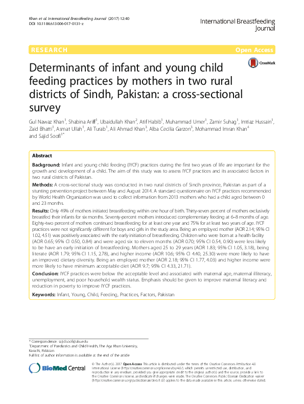 (PDF) Determinants of infant and young child feeding practices in ...