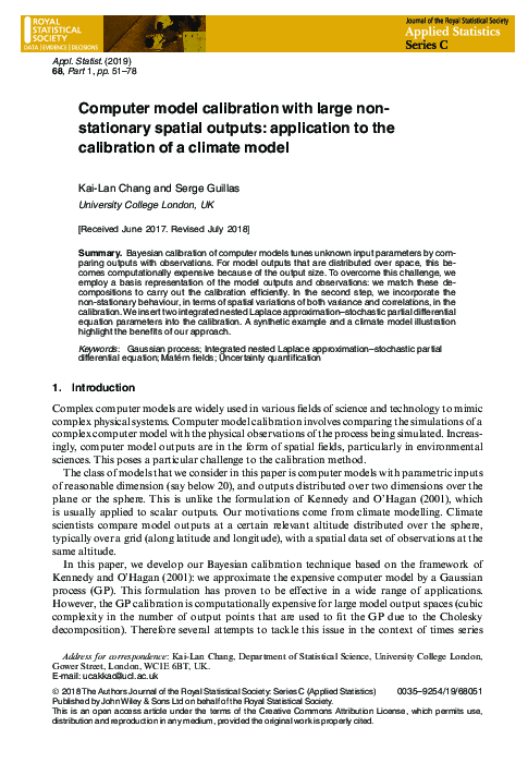 (PDF) Computer model calibration with large non-stationary spatial outputs: application to the ...