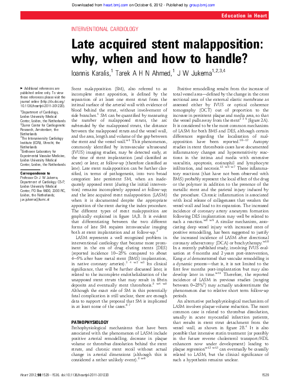 (PDF) Late acquired stent malapposition: why, when and how to handle?