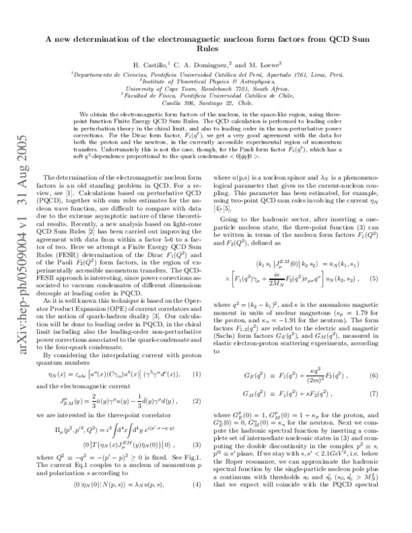 (PDF) A new determination of the electromagnetic nucleon form factors from QCD Sum Rules