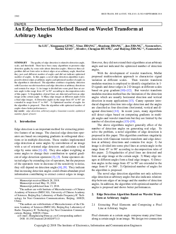 Pdf An Edge Detection Method Based On Wavelet Transform At Arbitrary