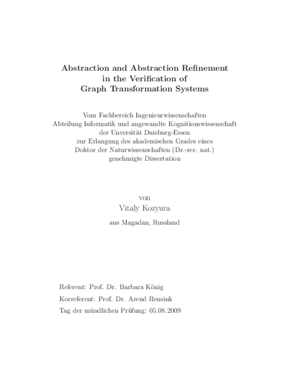 Pdf Abstraction And Abstraction Refinement In The Verification Of Graph Transformation Systems
