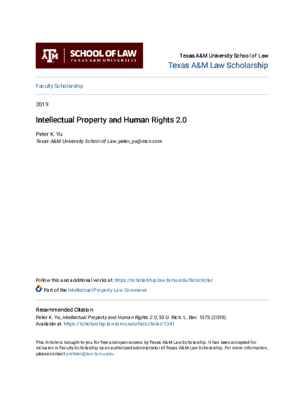 (PDF) Intellectual Property and Human Rights