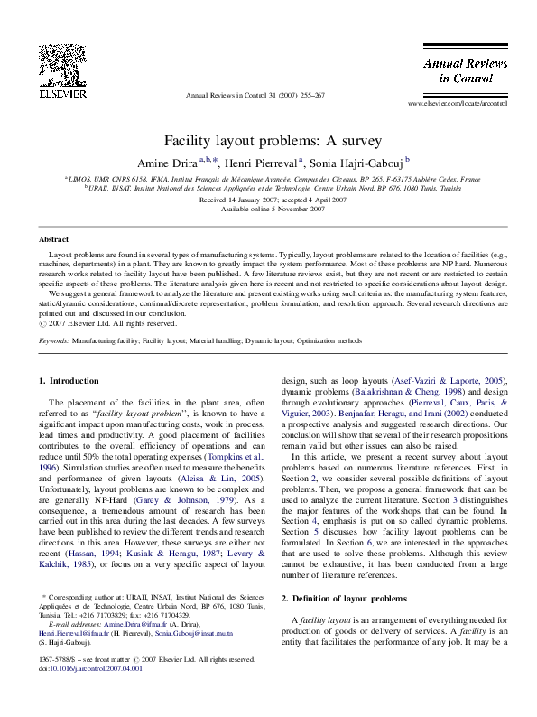 (PDF) Facility layout problems: A survey