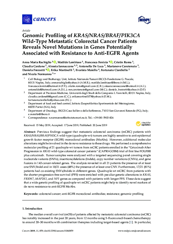 (PDF) Genomic Profiling of KRAS/NRAS/BRAF/PIK3CA Wild-Type Metastatic ...