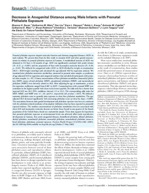 (PDF) Decrease in Anogenital Distance among Male Infants with Prenatal ...