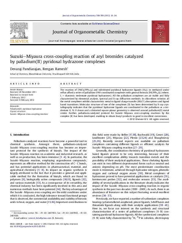(PDF) Suzuki–Miyaura cross-coupling reaction of aryl bromides catalyzed ...