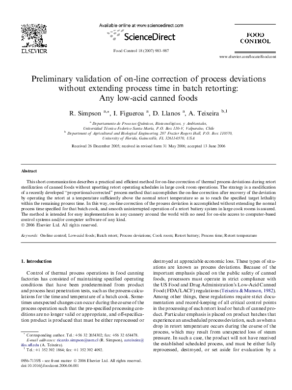(PDF) Preliminary validation of on-line correction of process ...