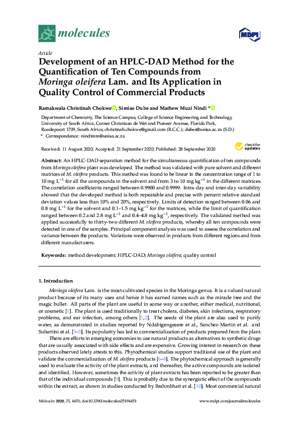 (PDF) Development of an HPLC-DAD Method for the Quantification of Ten ...