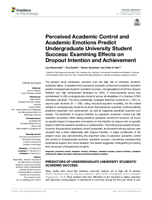 (PDF) Perceived Academic Control and Academic Emotions Predict ...