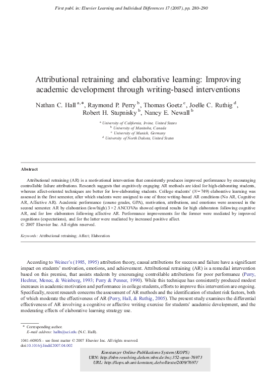 (PDF) Attributional retraining and elaborative learning: Improving ...