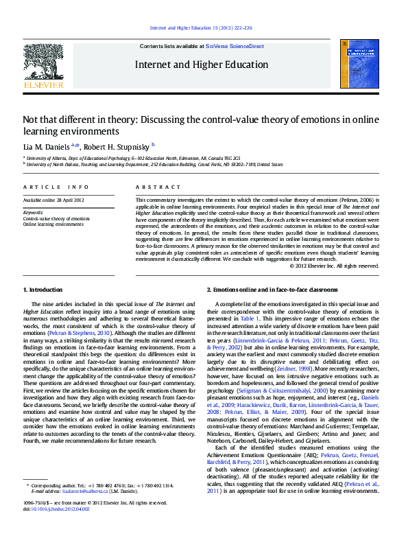 (PDF) Not that different in theory: Discussing the control-value theory ...