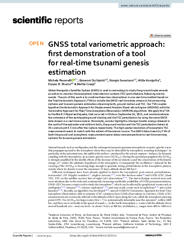 (PDF) GNSS total variometric approach: first demonstration of a tool for real-time tsunami ...