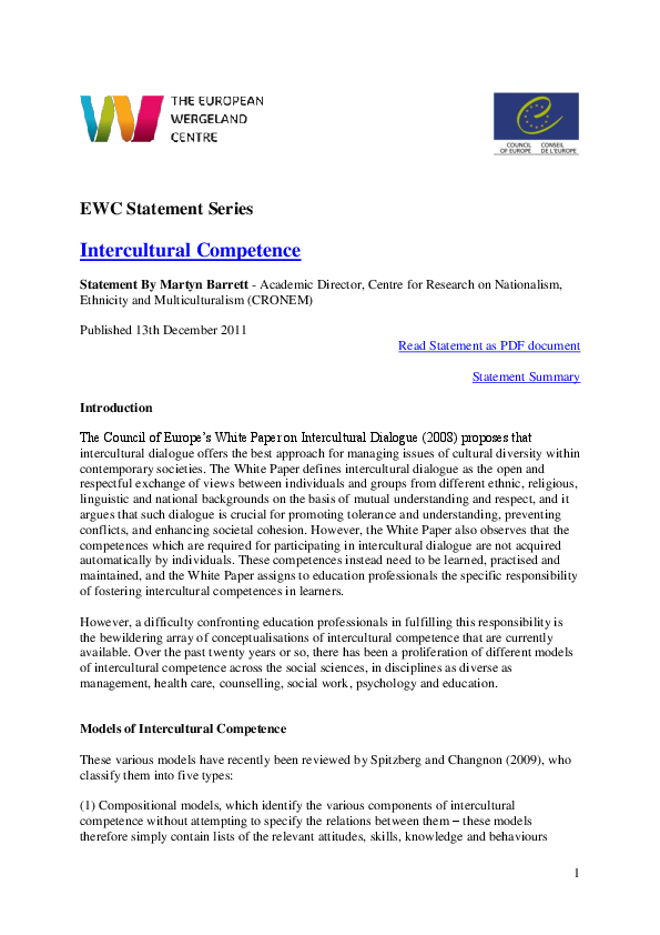 (PDF) Intercultural competence
