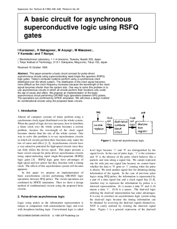 Pdf A Basic Circuit For Asynchronous Superconductive Logic Using Rsfq