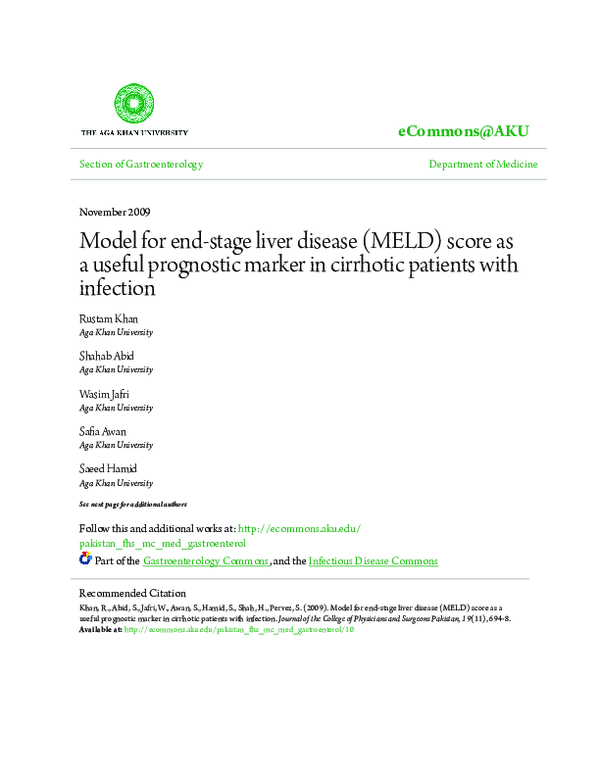 (PDF) Model for end-stage liver disease (MELD) score as a useful ...