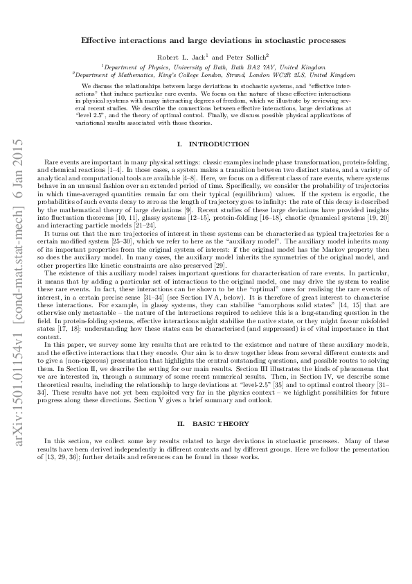 (PDF) Effective interactions and large deviations in stochastic processes
