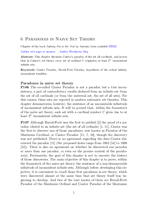 (PDF) Cantor Paradox