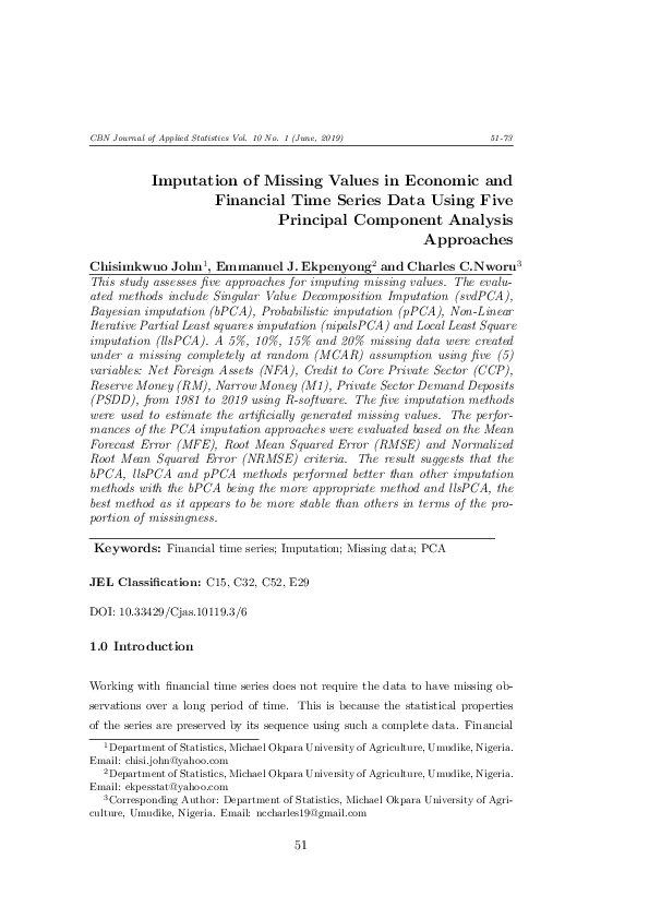 (PDF) Imputation of Missing Values in Economic and Financial Time ...