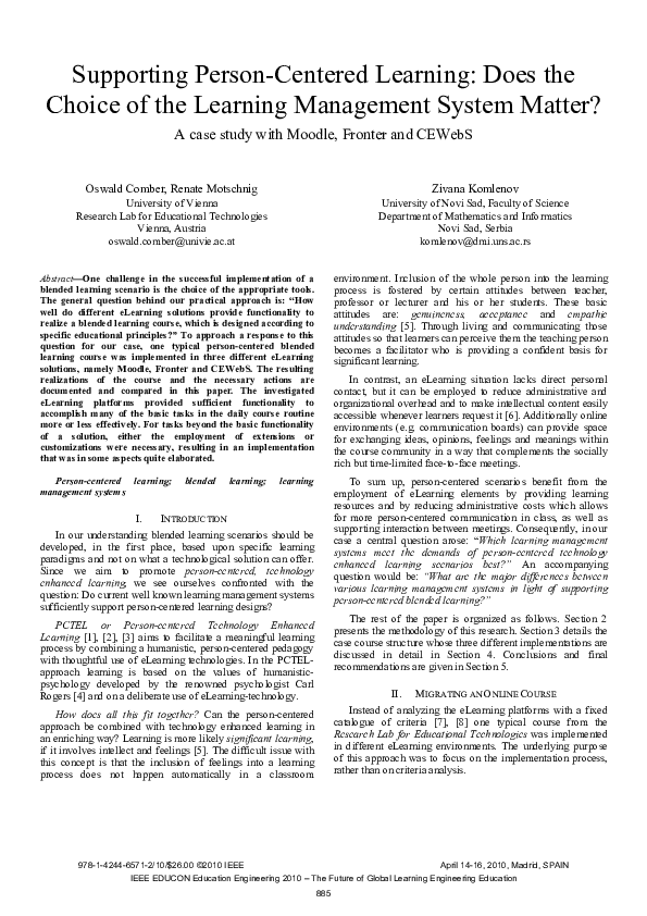 (PDF) Supporting person-centered learning: Does the choice of the ...