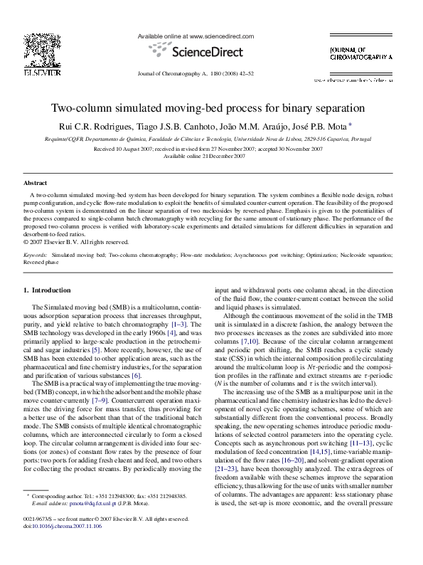 (PDF) Two-column simulated moving-bed process for binary separation