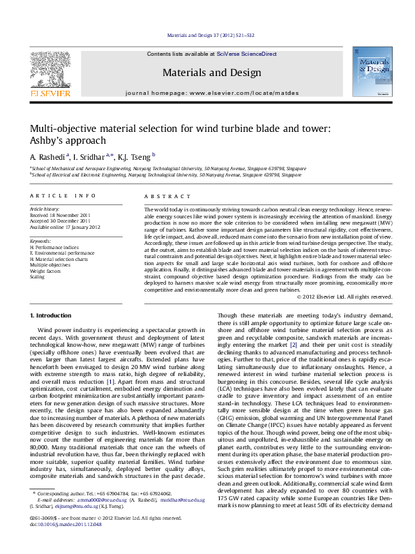 (PDF) Multi-objective material selection for wind turbine blade and ...