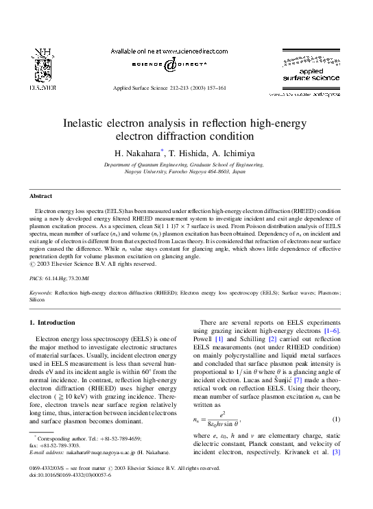 (PDF) Inelastic electron analysis in reflection high-energy electron diffraction condition ...