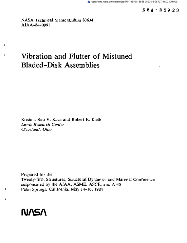 (PDF) Vibration and flutter of mistuned bladed-disk assemblies
