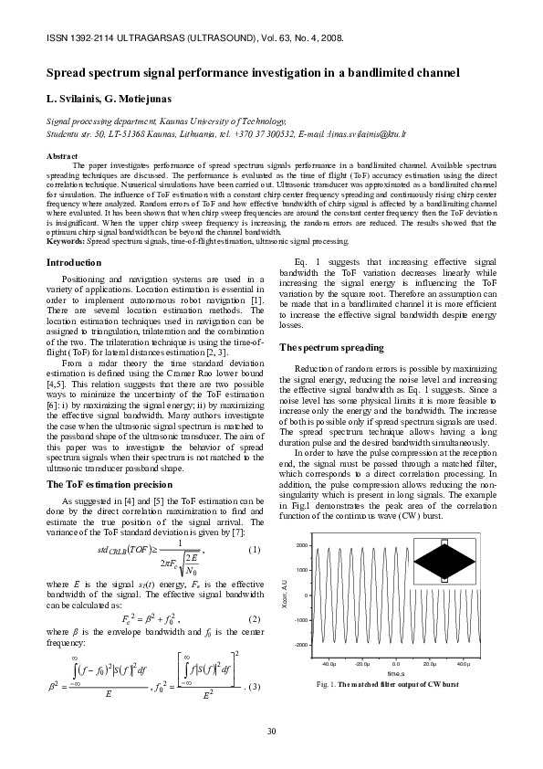 (PDF) Spread spectrum signal performance investigation in a bandlimited channel