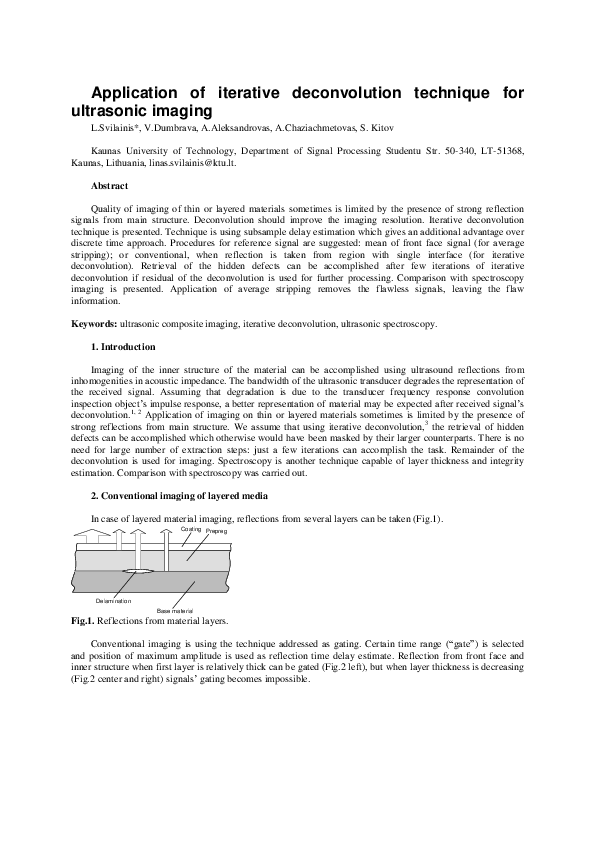 (PDF) Application of Iterative Deconvolution Technique for Ultrasonic Imaging