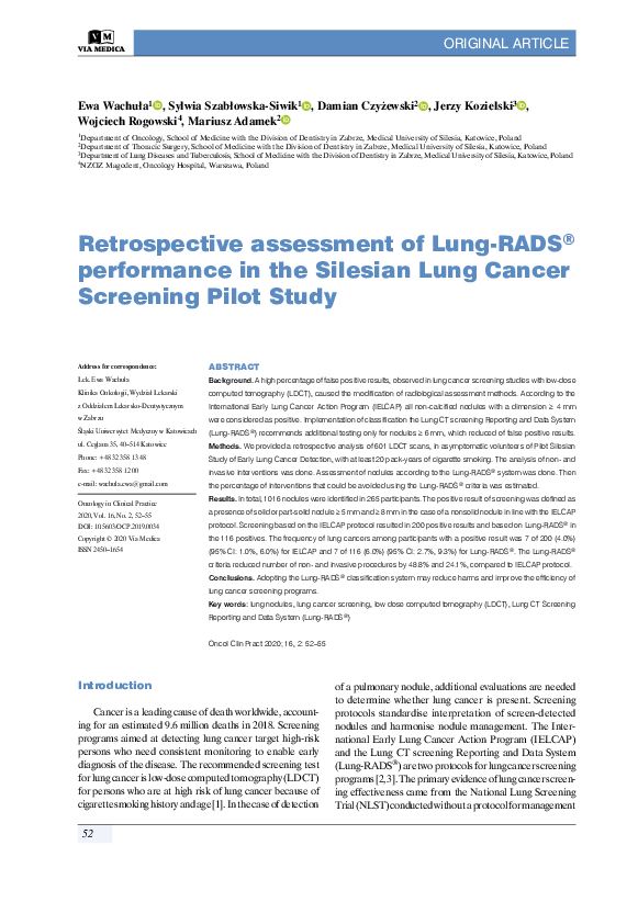 (PDF) Retrospective assessment of Lung-RADS® performance in the ...