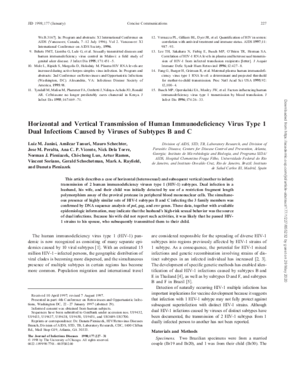 (PDF) Horizontal and Vertical Transmission of Human Immunodeficiency ...
