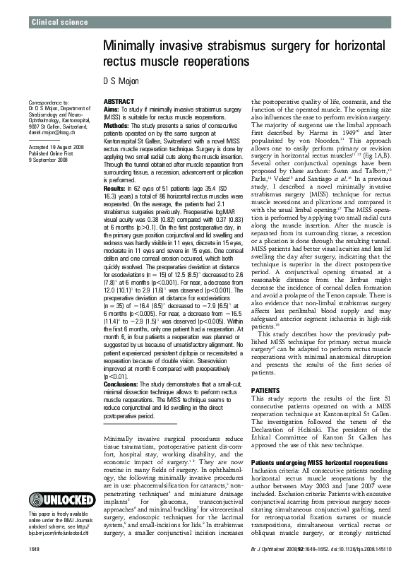 (PDF) Minimally invasive strabismus surgery for horizontal rectus ...