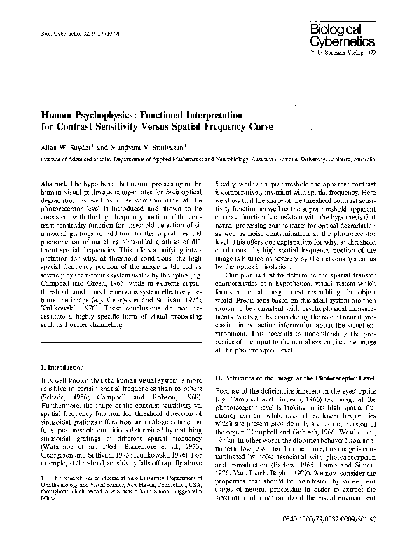 Pdf A Biological Based Model Of The Human Visual System Incorporating
