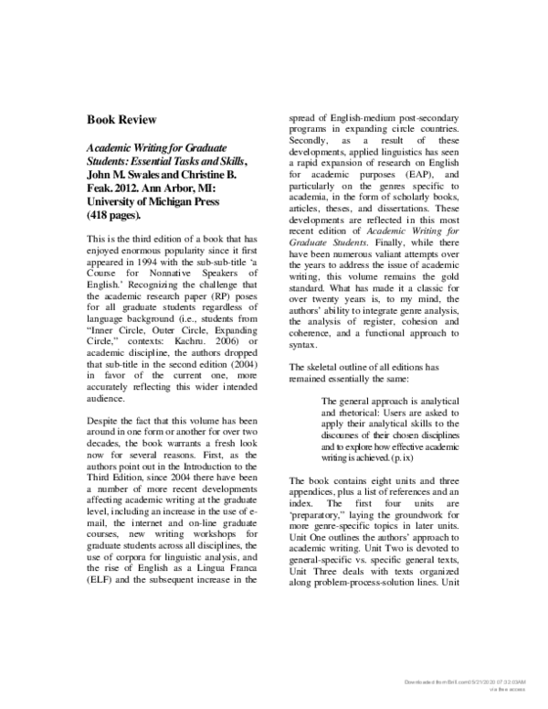 (PDF) Academic Writing for Graduate Students Essential Tasks and Skills ...