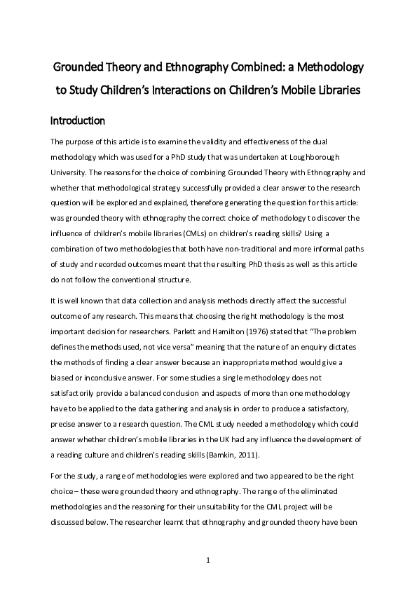 (PDF) Grounded theory and ethnography combined