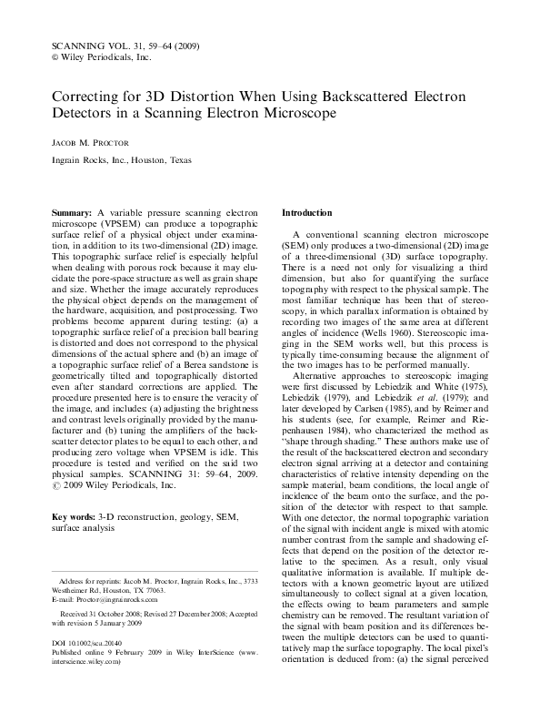 (PDF) Correcting for 3D distortion when using backscattered electron ...