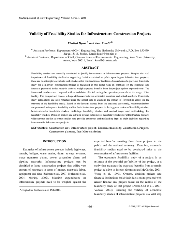 (PDF) Validity of Feasibility Studies for Infrastructure Construction Projects