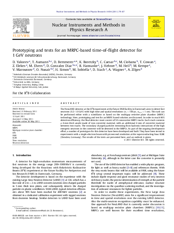 (PDF) Prototyping and tests for an MRPC-based time-of-flight detector ...